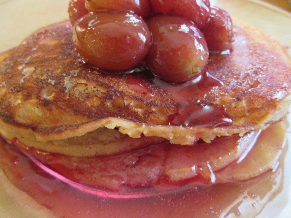 Peanut Butter Pancakes with Red Grape Syrup | The Charmed Kitchen