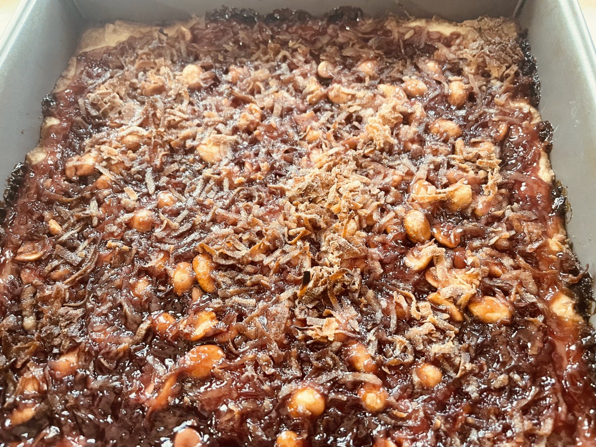 Grape Jelly Coconut Peanut Bars | The Charmed Kitchen